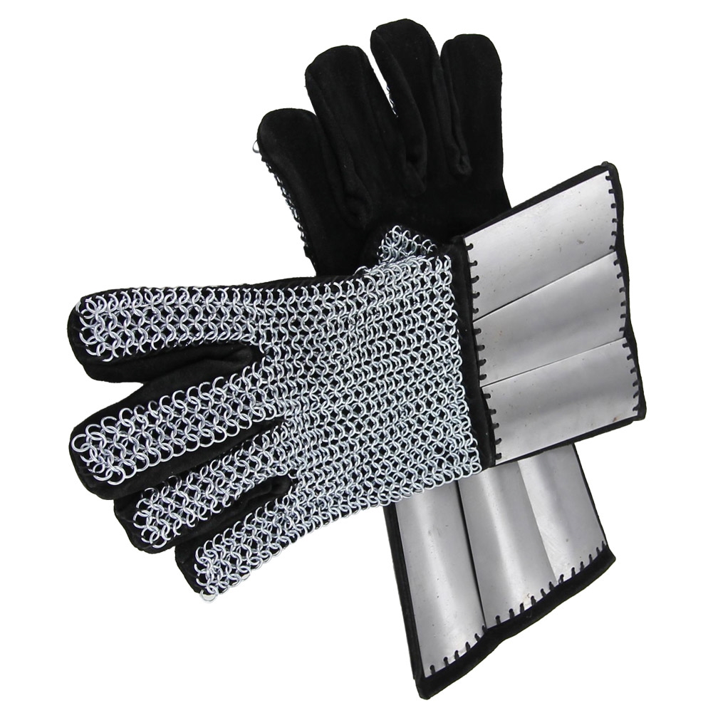 Medieval Holy Land and Defender Chainmail Gauntlets with Plates - 3H3-I