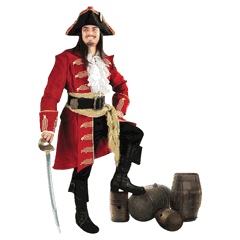 Pirate Themed Clothing and Costumes, Swords, Belts, and Hats