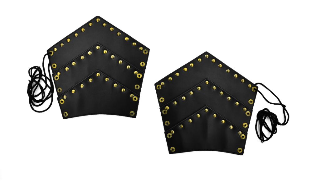 Segmented Leather Bracers with Brass Studding KW-SNLA6104BK