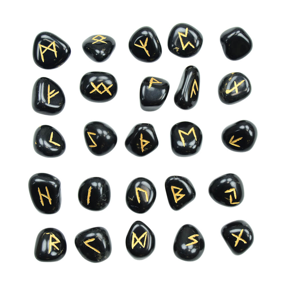 Set of Etched Viking Runestones with Bag - 25 Runes - SNAM8750 - Mediev