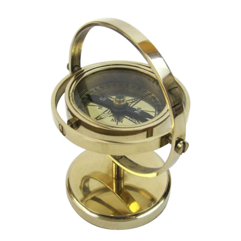 Solid Brass Gimbal Gyroscope Compass with Stand - Nautical Decor - BR48