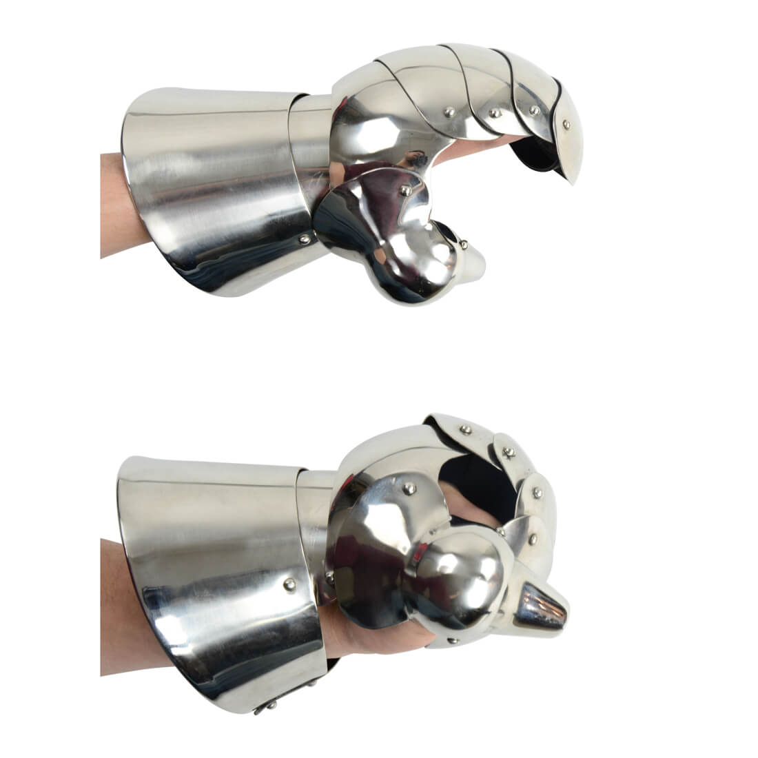 Stainless Steel Clamshell Gauntlets - 16 Gauge