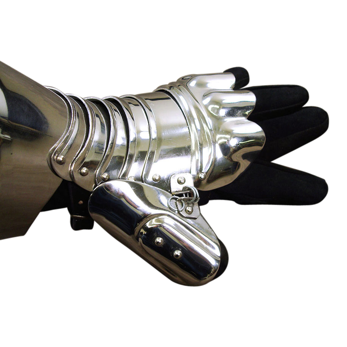 Stainless Steel Medieval Fingerless Gauntlets with Leather Gloves KW-AH