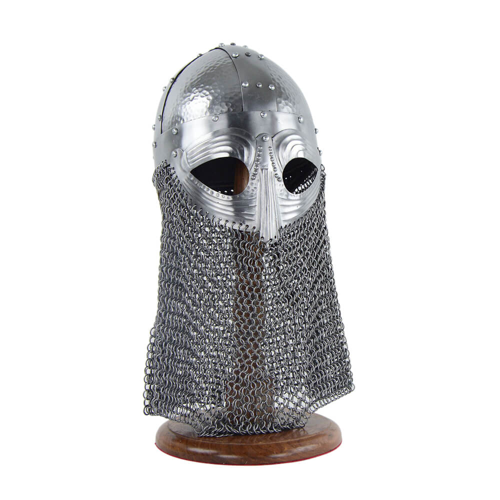 Viking Vendel Helm with Hammered Detail and Camail - 18 Gauge LB25163