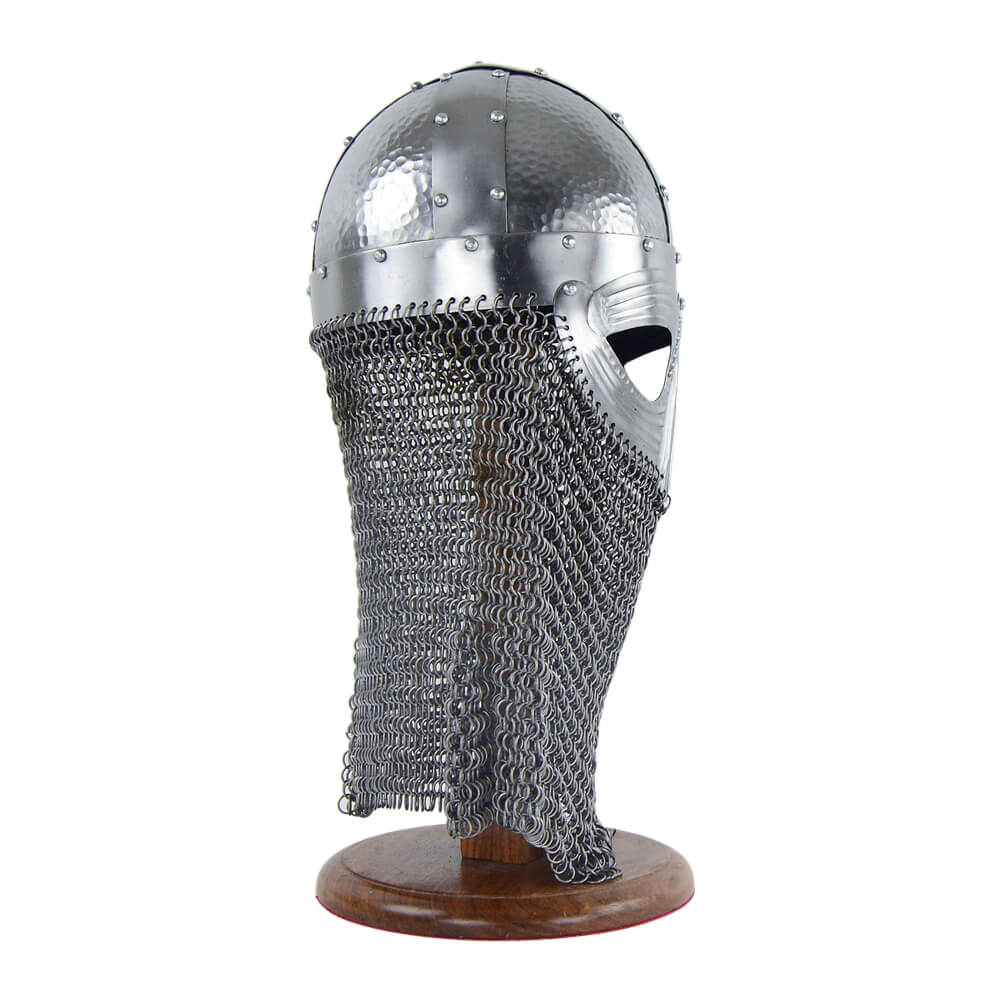 Viking Vendel Helm with Hammered Detail and Camail - 18 Gauge LB25163