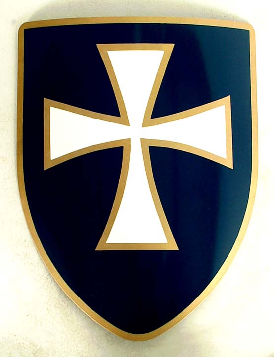 White Cross Shield - Hand Painted - 16 Gauge Steel - SH350-White_Cross