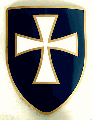 White Cross Shield - Hand Painted - 16 Gauge Steel - SH350-White_Cross