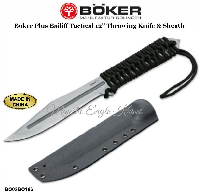 Boker Knives BO02BO166 Boker Plus Bailiff Tactical 12" Throwing Knife & Sheath