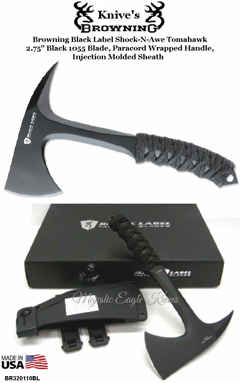 Browning Knive's BR320110BL Browning Black Label Shock N Awe Tomahawk 2 ...