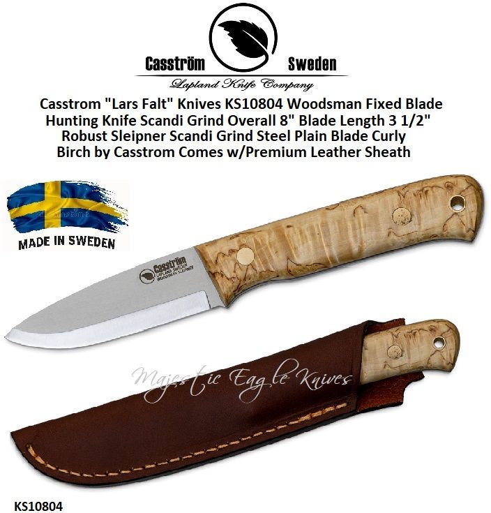 Casstrom "Lars Falt" Knives KS10804 Woodsman Fixed Blade Hunting Knife ...