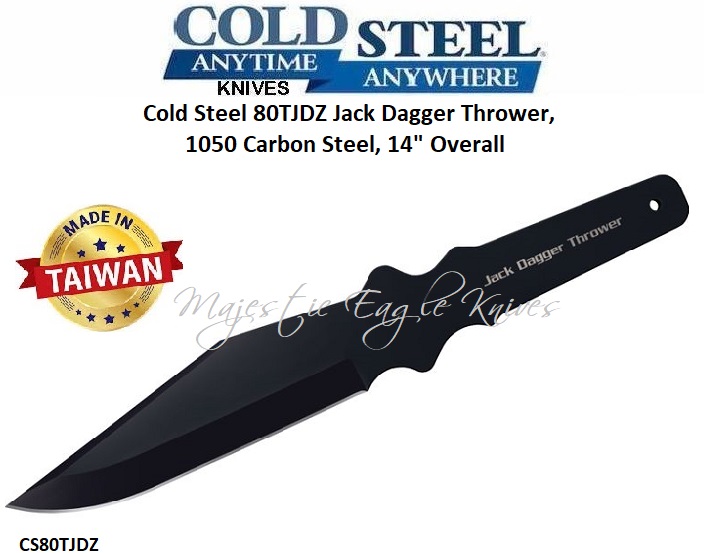 Cold Steel CS80TJDZ Jack Dagger Thrower, 1050 Carbon Steel, 14" Overall
