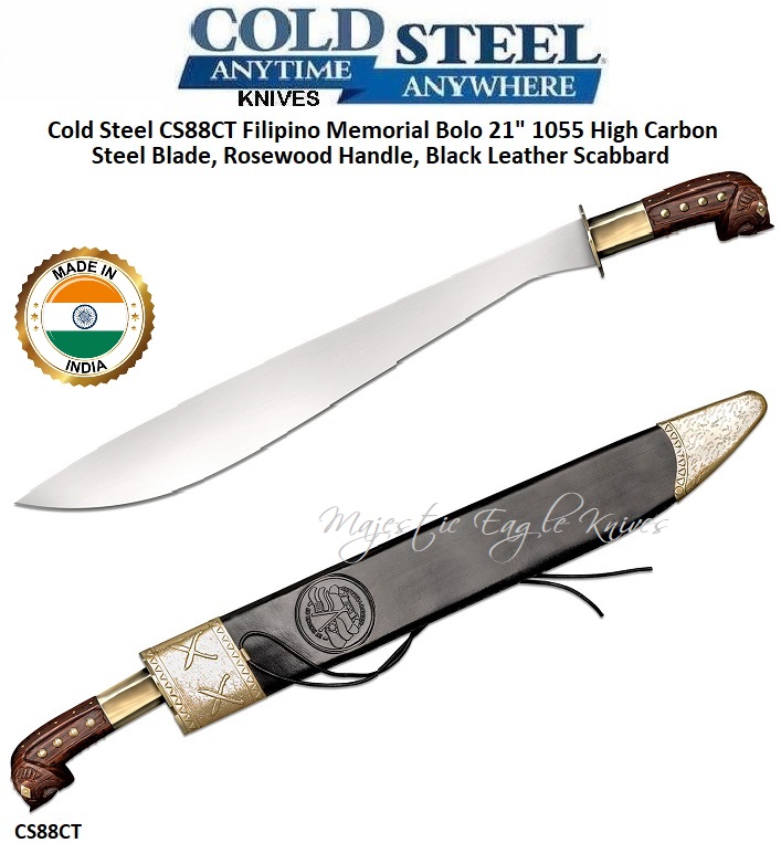 Cold Steel CS88CT Filipino Memorial Bolo Sword 21" 1055 High Carbon ...