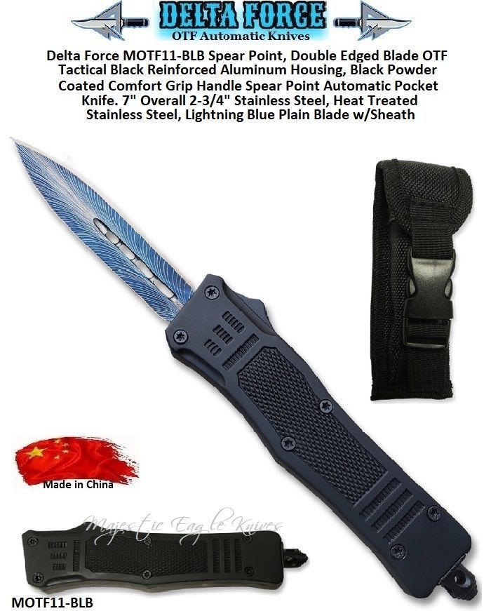 Delta Force MOTF11-BLB Spear Point, Double Edged Blade OTF Tactical ...