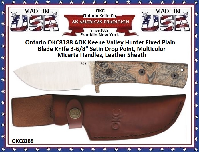 Ontario Knife Company OKC8188 Ontario ADK Keene Valley Hunter Fixed ...