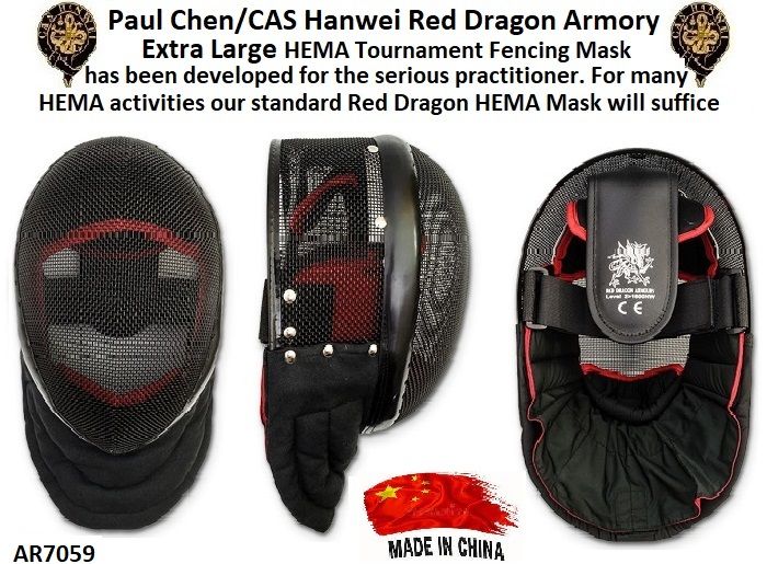Paul Chen/Hanwei AR7059 Tournament HEMA Fencing Mask- Extra Large by ...