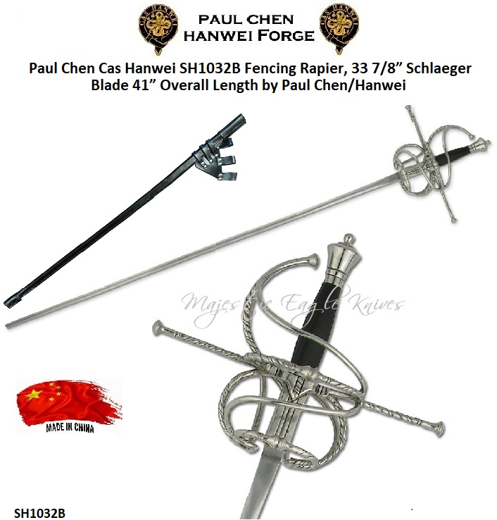 Paul Chen/Hanwei SH1032B Fencing Rapier 41” Overall 33 7/8” Schlaeger ...
