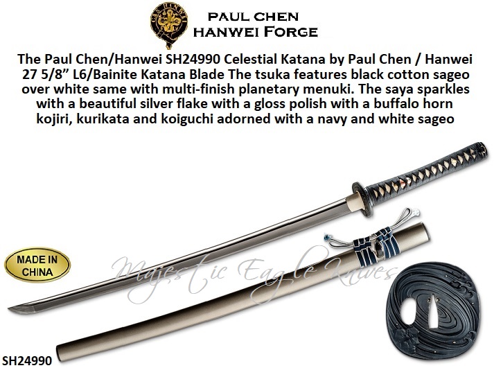Paul Chen/Hanwei SH24990 Celestial Katana Overall: 39 3/8” 27 5/8” L6 ...