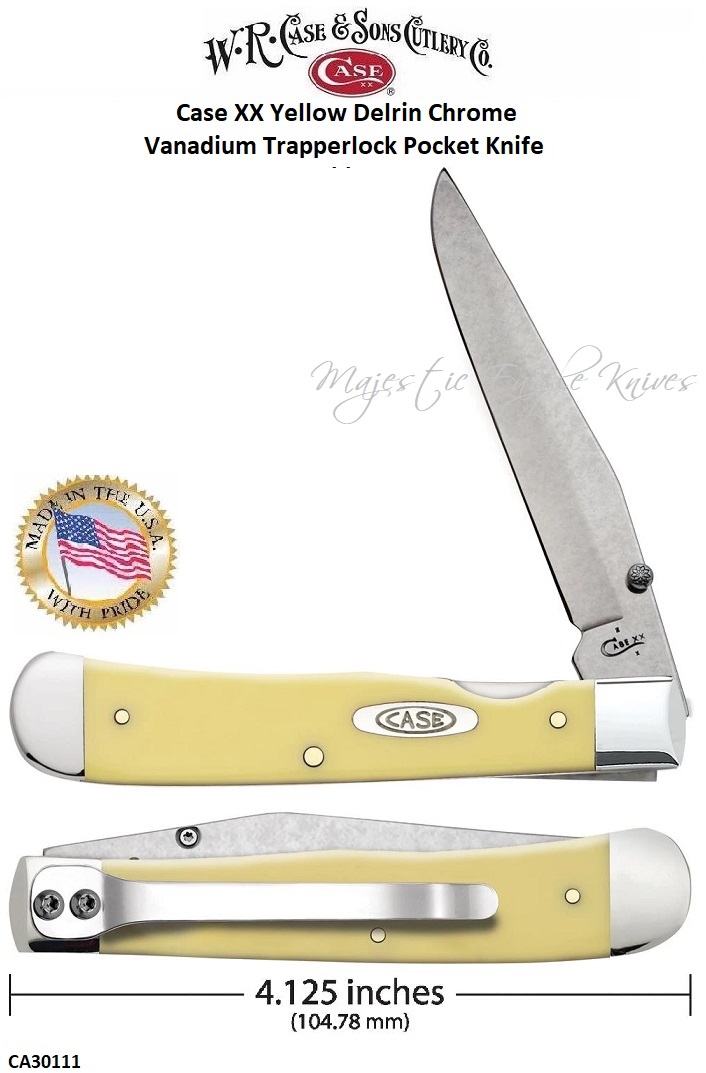 W.R. Case & Son's Cutlery CA30111 Case XX Yellow Delrin Chrome Vanadium ...