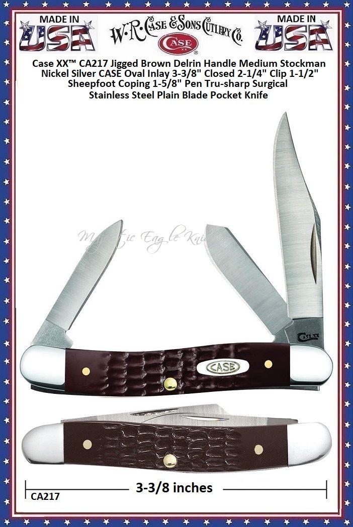 W.R. Case & Sons Cutlery CA217 Case XX™ Jigged Brown Delrin Handle Medium Stockman Pocket Knife