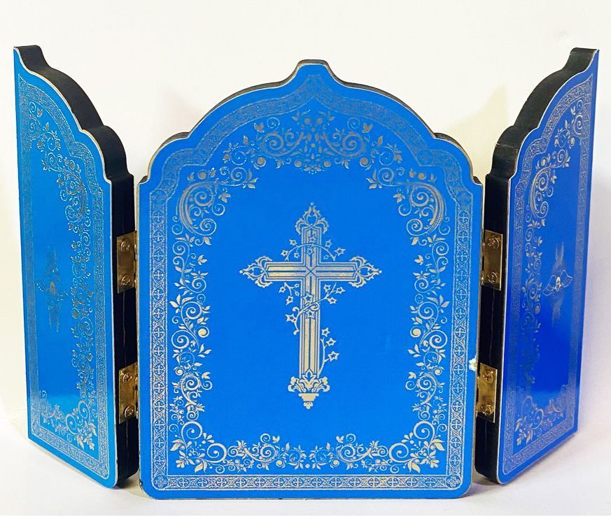 Christ The Teacher W/ Archangel Michael & Gabriel Orthodox Icon Triptych