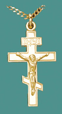 Sterling Silver Three Bar Ukrainian Russian Orthodox Cross with Gold ...