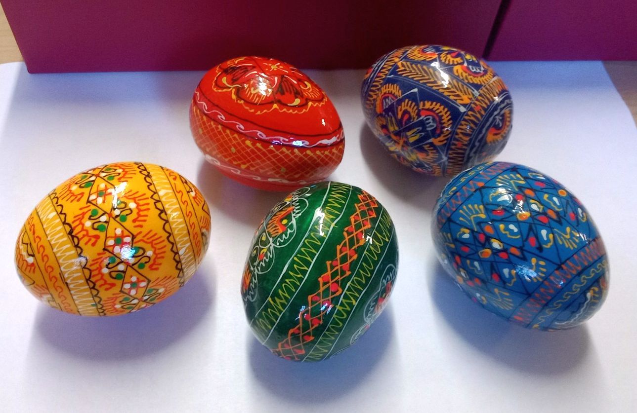 Ukrainian Orthodox Painted Wooden Easter Eggs - traditional Pysanky