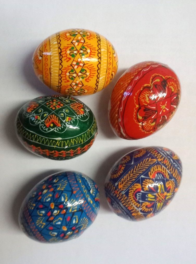 Ukrainian Orthodox Painted Wooden Easter Eggs - traditional Pysanky