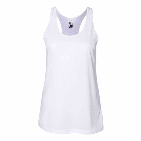 100% polyester womens tank with blb front and back logo