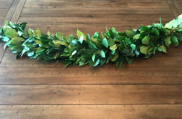 Fresh Salal and Ruscus Wedding Garland