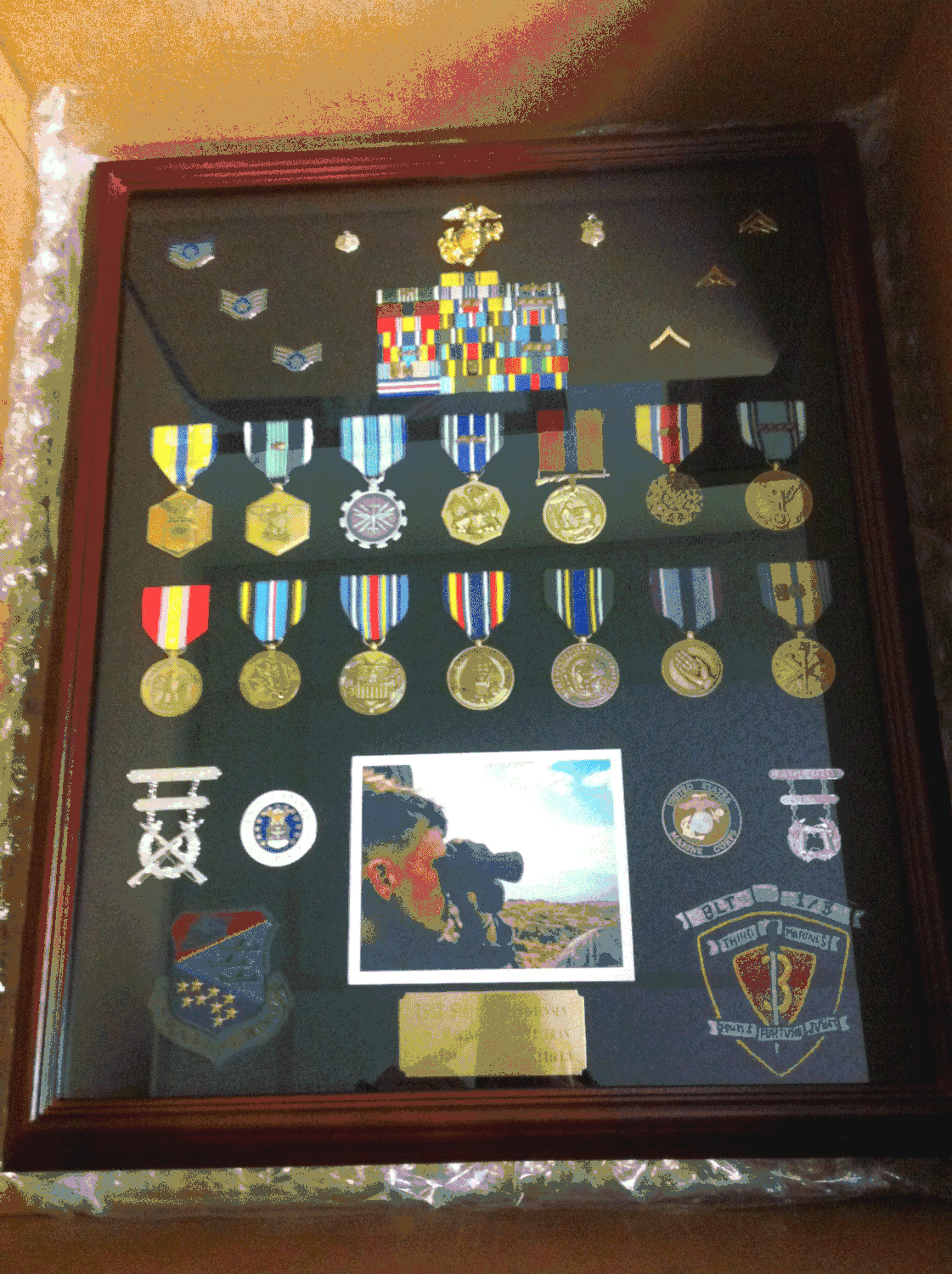 16" x 20" Cherry Shadowbox Medal Display Frame