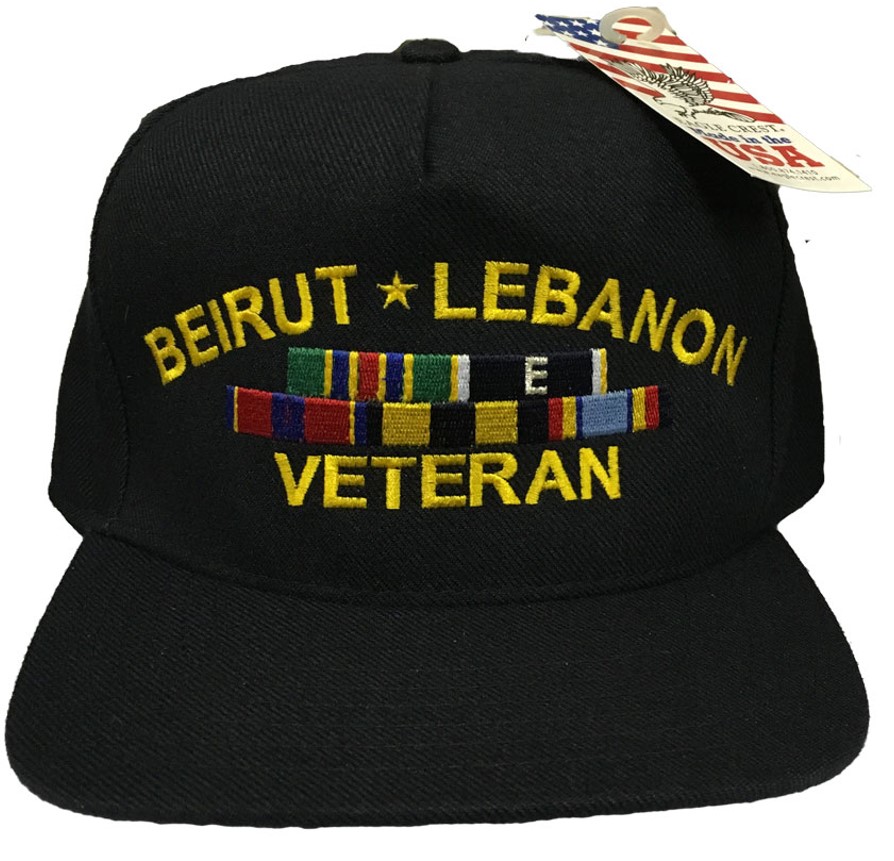 Custom Embroidered Veteran Hats with U.S. Marine Corps Service Ribbons