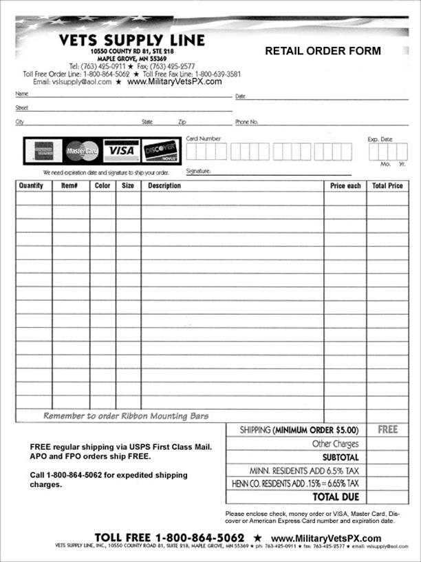 Customer Order Form