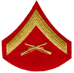 LCPL E-3 Lance Corporal Embriodered Chevron (Pair)