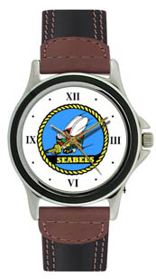 U.S. Navy Seabees Watch With Leather Band