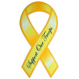 8" Yellow Support Our Troops Car Ribbon Magnet