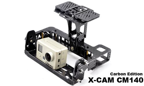 X-CAM CM140 Carbon Fiber 2-Axis Camera Mount for FPV (No Servos)