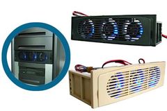 3-Fan LED Hard Drive Cooler with Mounting Kit for 5.25" Drive Bay ...
