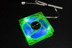 80mm UV LED Fan, Green / Blue - 80mm Fan