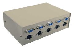 DB9 Female / DIN5 Female, ABCD 4-Way Switch Box - Printer / Data Switch