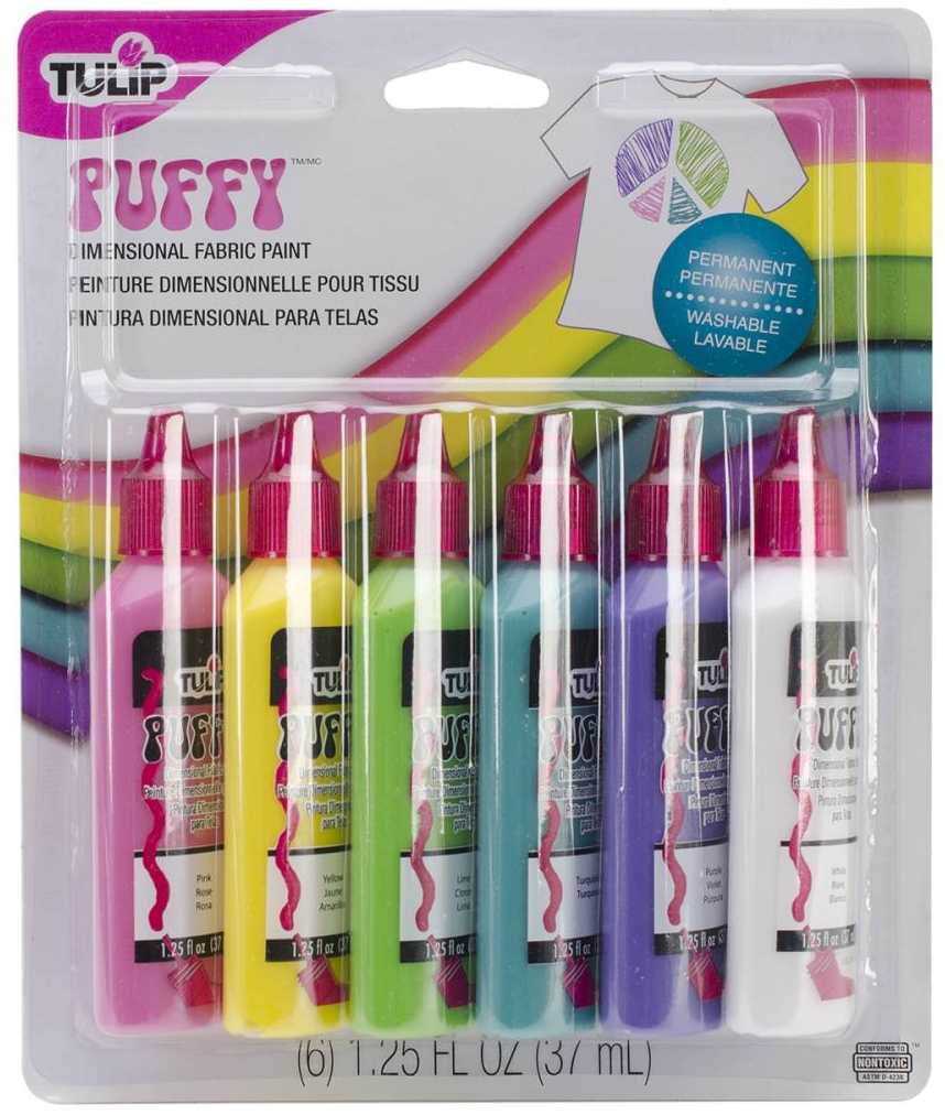 Tulip - Puffy 6PK Asst Dimensional Fabric Paints 1.25oz