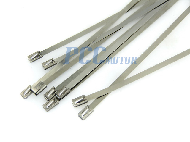 10x Chrome 12" Stainless Steel Self Locking Cable Zip Ties Straps 300MM