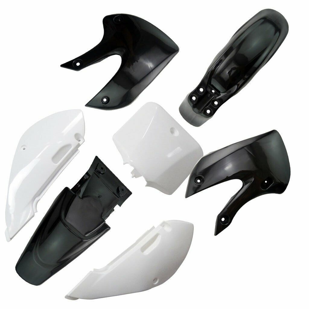 FOR KAWASAKI BLACK WHITE PLASTIC KLX110 DRZ110 KX65 7PCS SET PS13