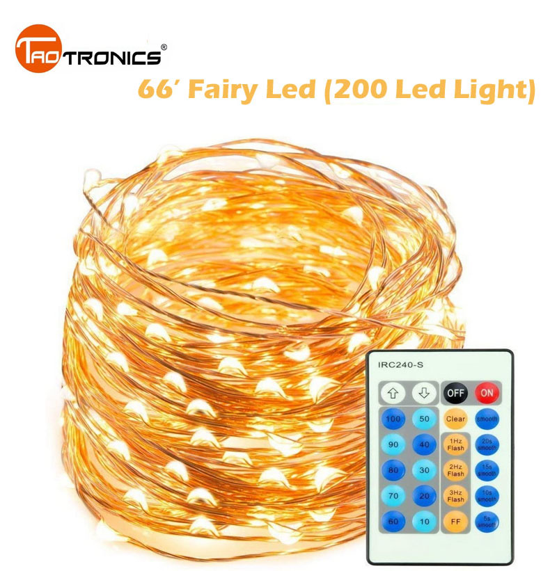 TaoTronics SL038 LED String Lights 66ft 200 LEDs Dimmable Decorative ...