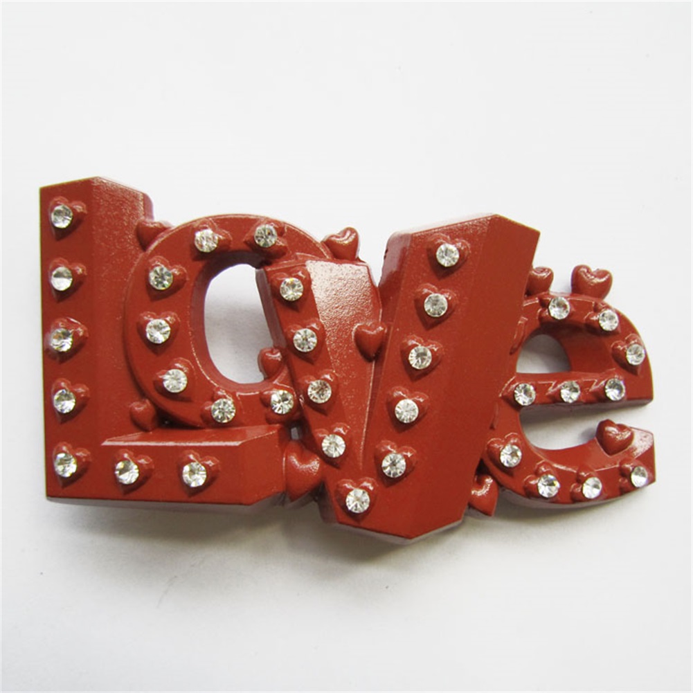 New Red Charming Love Letter Rhinestones Belt Buckle