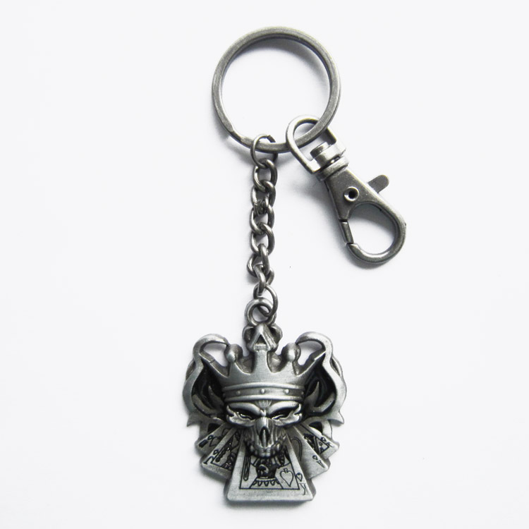 Vintage Royal Flush Poker Emo Skull Metal Pendant Charm Key Ring Key ...