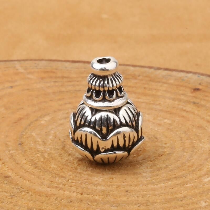 Handmade 925 Silver Lotus Flower Guru Bead Mala's Guru Bead