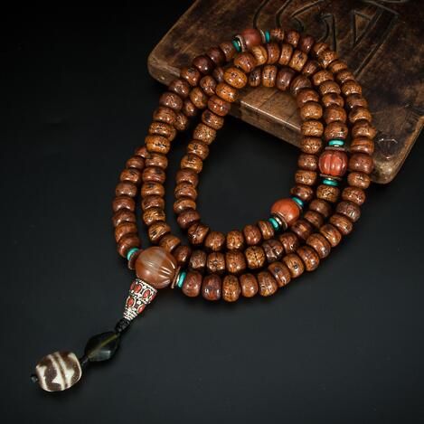 Tibetan Old Bodhi Seeds Mala Buddhist 108 Prayer Beads
