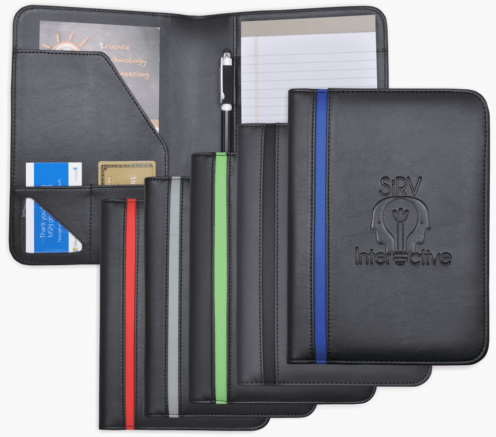 Striped Junior Padfolio with Debossed Logo - 9.5" H x 6.5"W