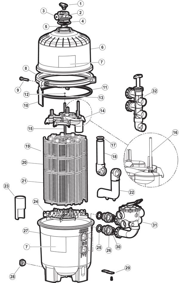 D.E. Filter Parts - Hayward Pro-Grid Permaglass XL Vertical Grid D.E. Filter