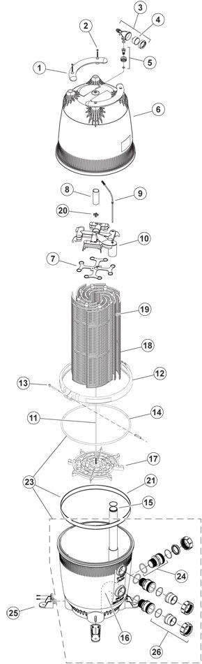 D.E. Filter Parts - Zodiac Jandy DEV Series D.E. Filters DEV48, DEV60